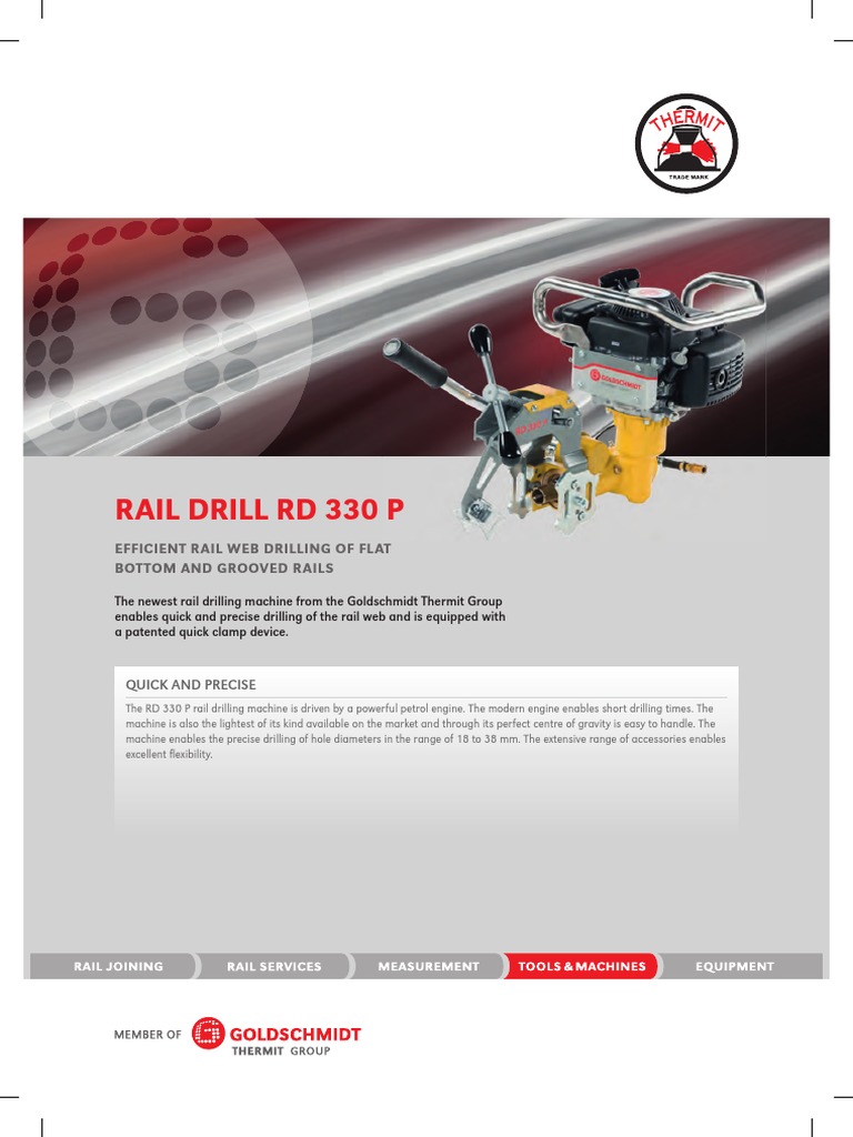 Rail Drill RD 330 P: Efficient Rail Web Drilling of Flat Bottom and ...