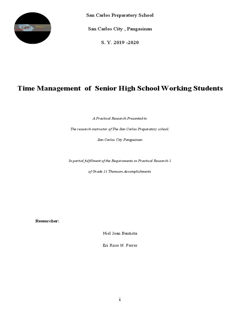 Time Management of Senior High School Working Students | PDF | Survey ...