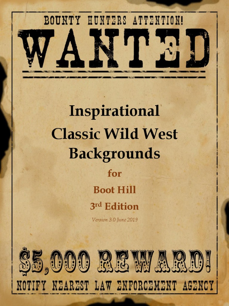 Boot Hill 3rd Edition Backgrounds Guide | PDF | Cowboys | Gunfighter
