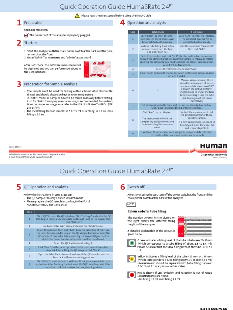Quick Operation Guide HumaSRate 24PT | PDF | Barcode | Computing