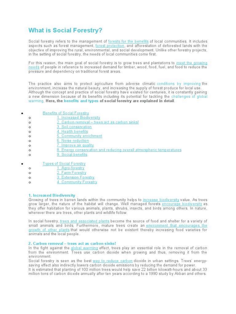 What Is Social Forestry | PDF | Forestry | Air Pollution