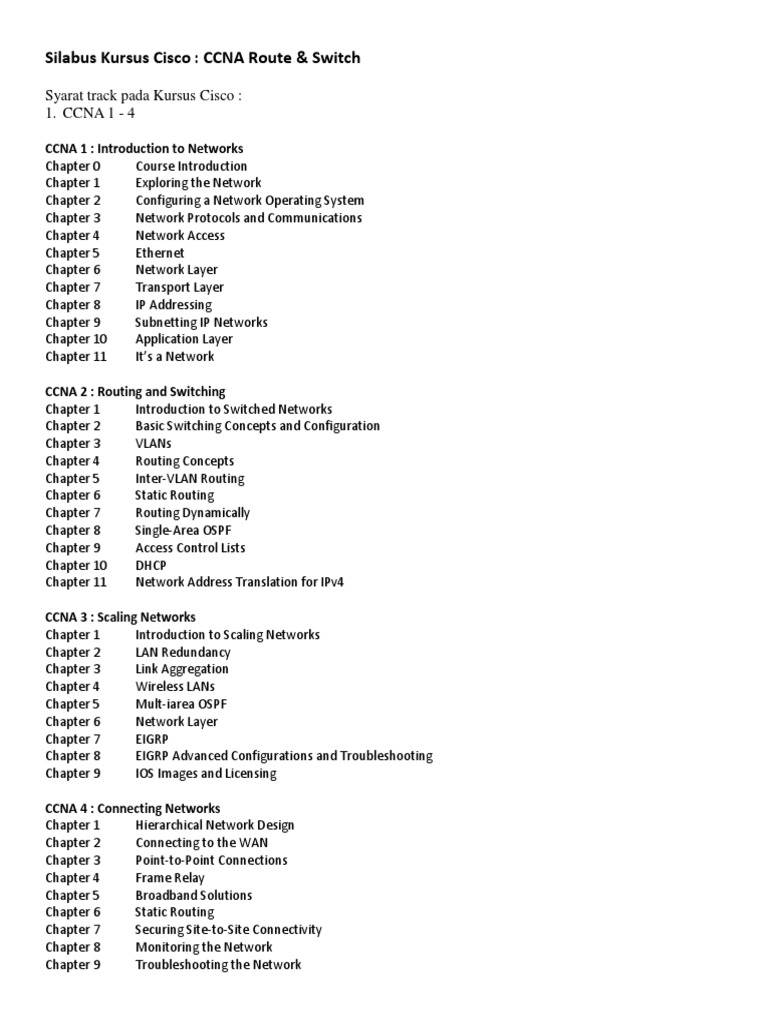 Silabus Kursus Cisco: CCNA Route & Switch | PDF | Cisco Certifications | Computer Network