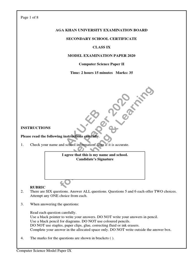 Aku-Eb Model Paper 2020 For Teaching & Learning | PDF | Cpu Cache ...