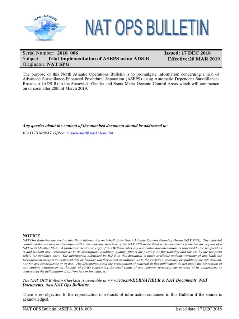 NAT OPS Bulletin 2018 - 006 | PDF | Systems Engineering | Transport Safety