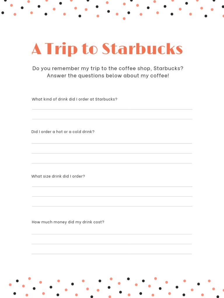 A Trip To Starbucks Worksheet | PDF