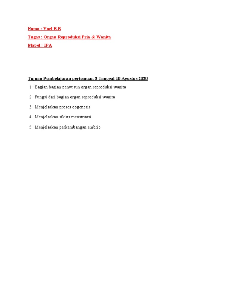 LKS IPA Reproduksi Yoel Benaya | PDF | Sains & Matematika