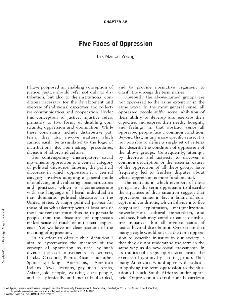 I.M. Young 5 Faces of Oppression | PDF | Exploitation Of Labour ...