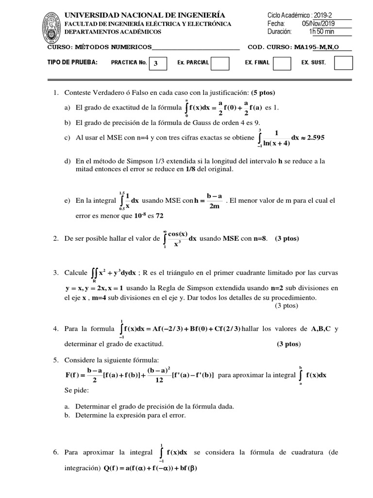 PC3-2019-2 - Ma195 | PDF | Integral | Algoritmos