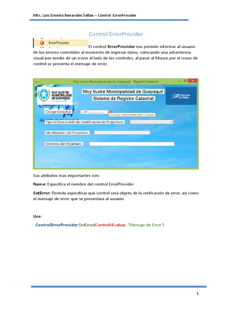 Control Errorprovider Visual Basic Pdf