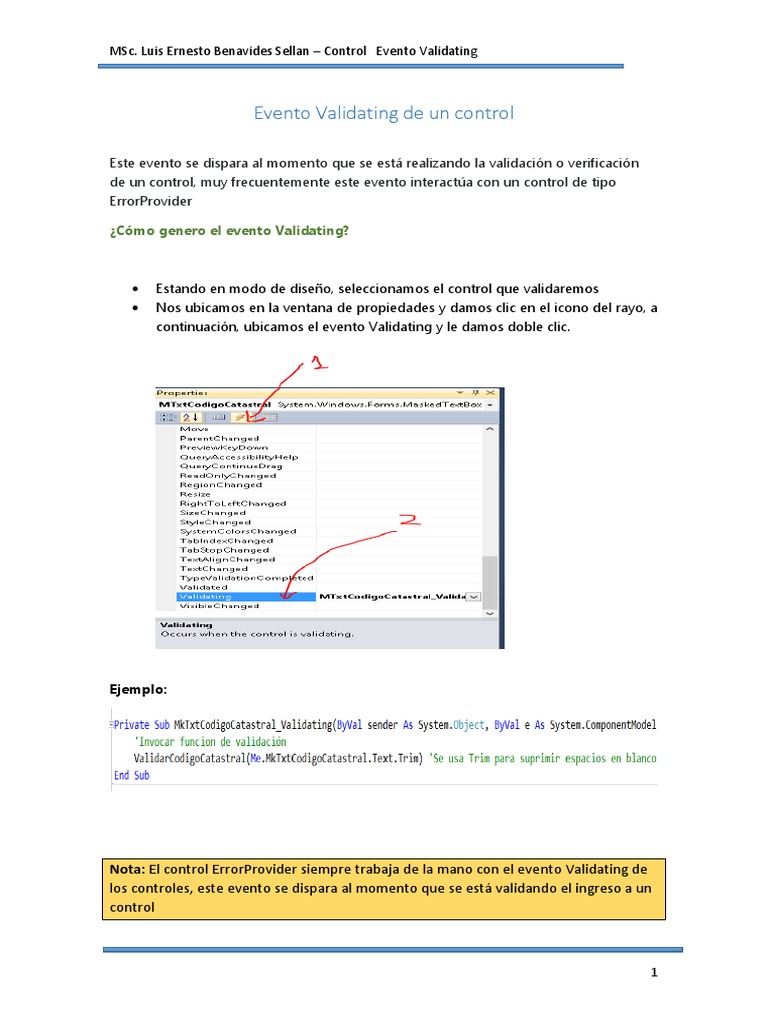 Evento Validating de Un Control Visual Basic | PDF