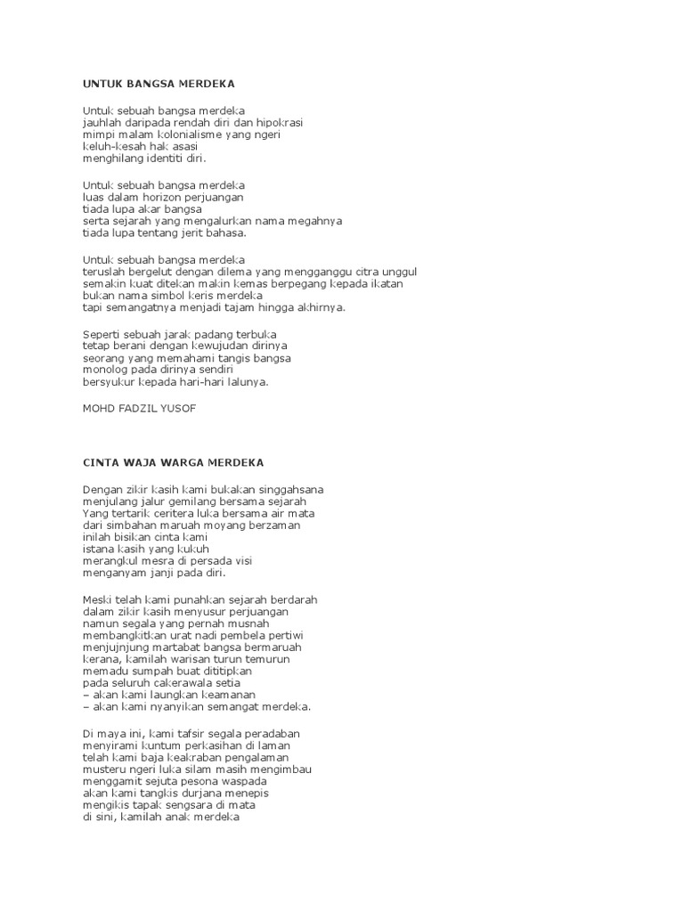 Sajak Merdekaku | PDF
