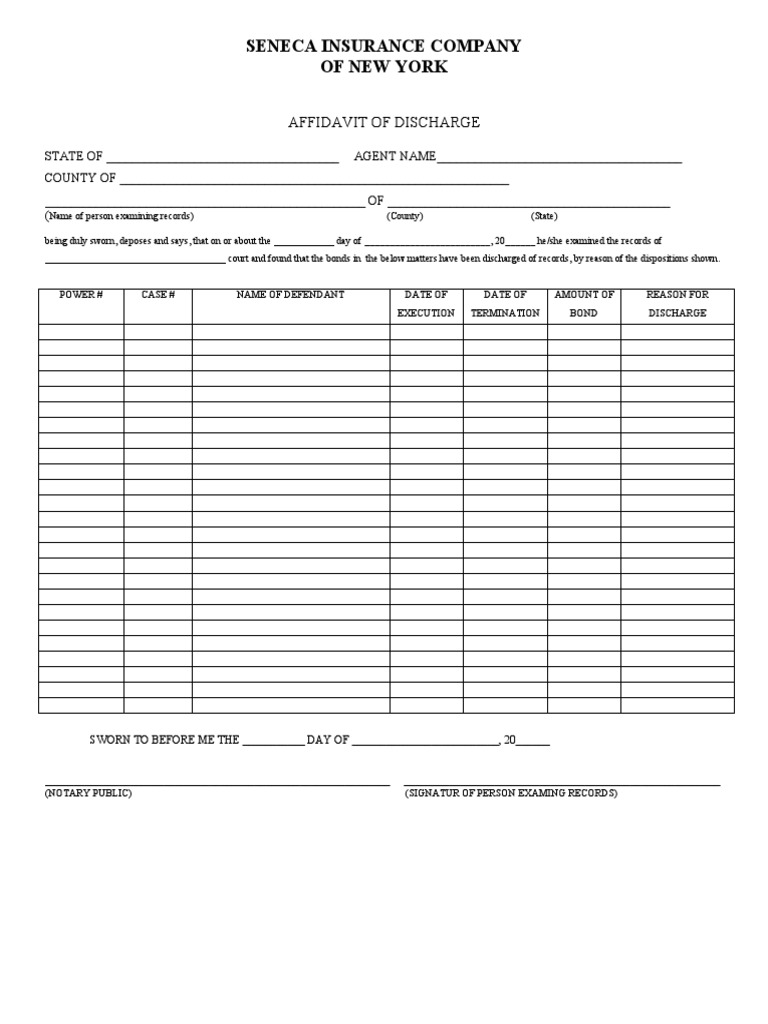 Affidavit of Discharge