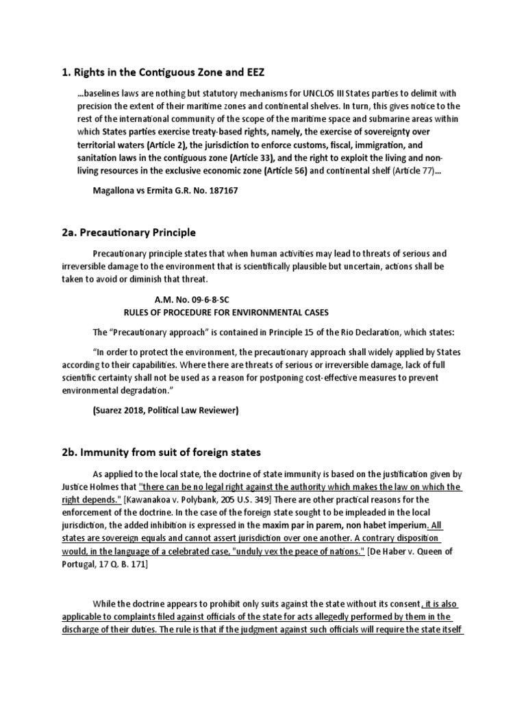 Rights in The Contiguous Zone and EEZ | PDF | Search And Seizure ...
