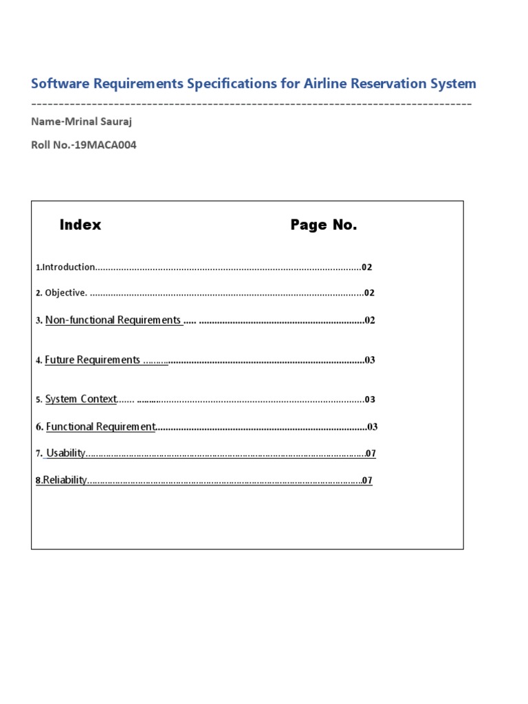 SRS Airline Reservation | PDF | Graphical User Interfaces | Computing