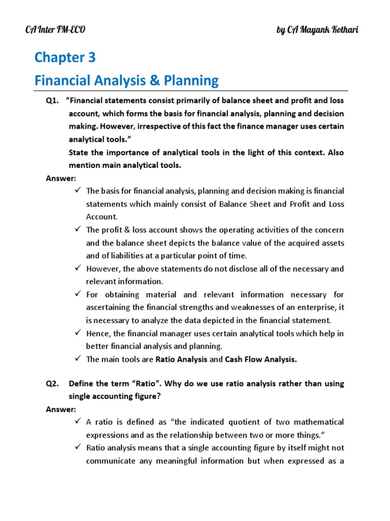 Financial Analysis - Planning Notes | PDF | Equity (Finance) | Leverage ...