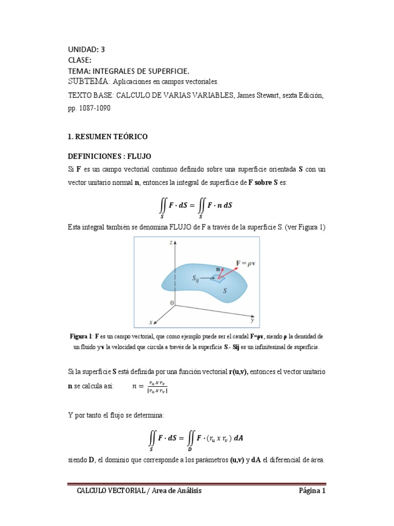 Unidad3 - Integrales de Superficie - Campos - Vectoriales PDF | PDF | Integral | Vector Euclidiano