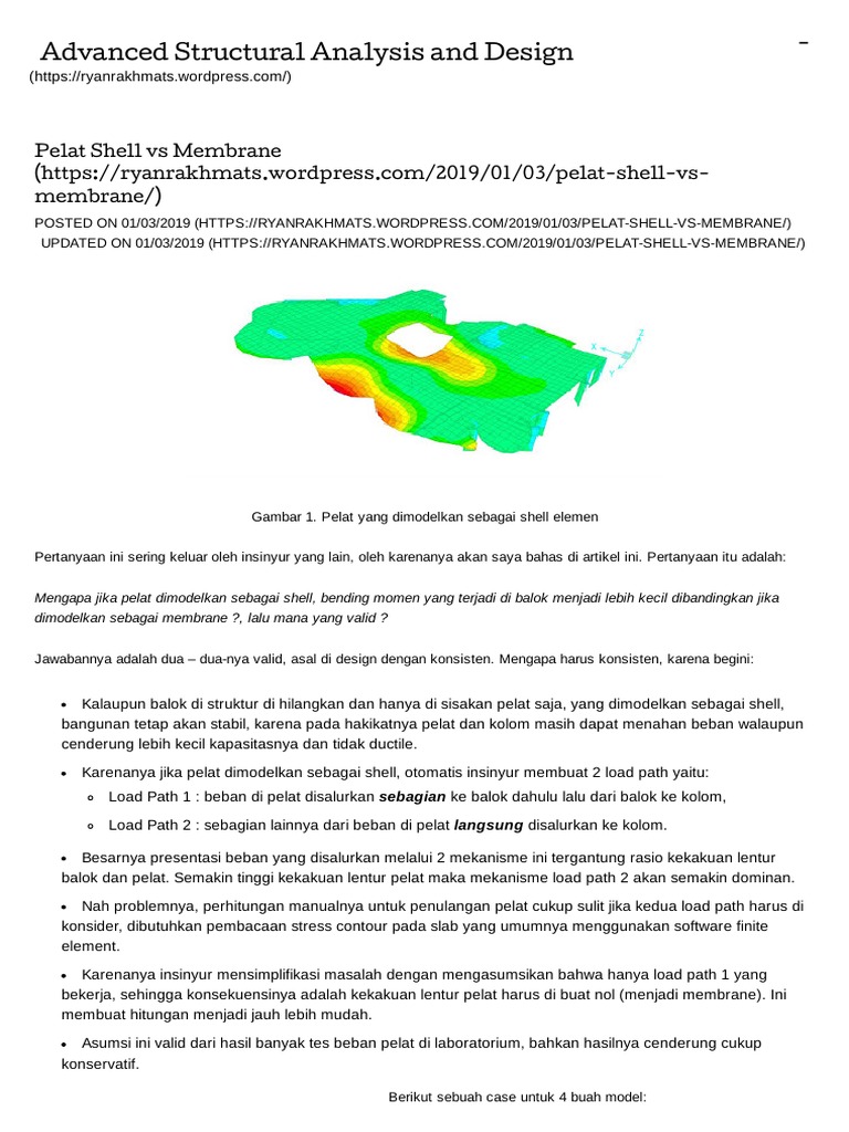 Pelat Shell Vs Membrane Advanced Structural Analysis and Design PDF | PDF