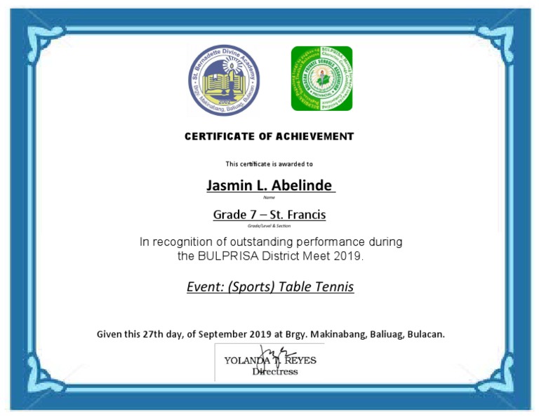 Bulprisa Certificate Winners 2019-2020 | PDF