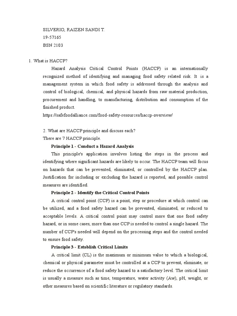 HACCP and Kitchen Safety | PDF | Hazard Analysis And Critical Control ...