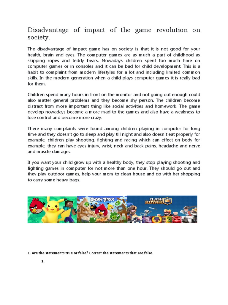 Disadvantages Computer Gaming | PDF