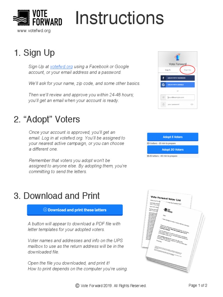 Vote Forward Instructions | PDF | Voting | Websites