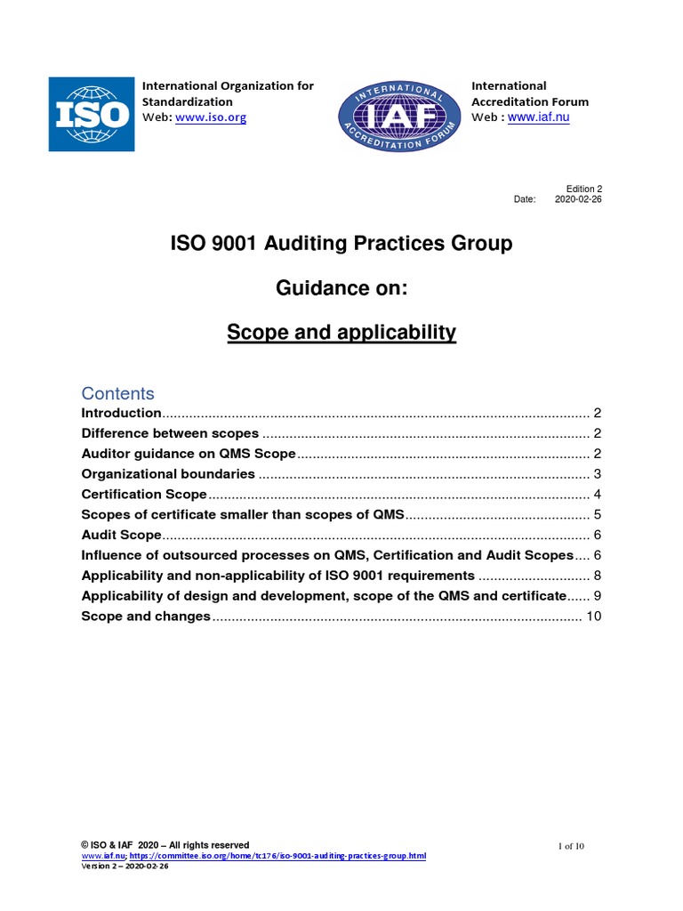 IAF Scope - and - Applicability - Ver2 - 2020-02 | PDF | Iso 9000 ...