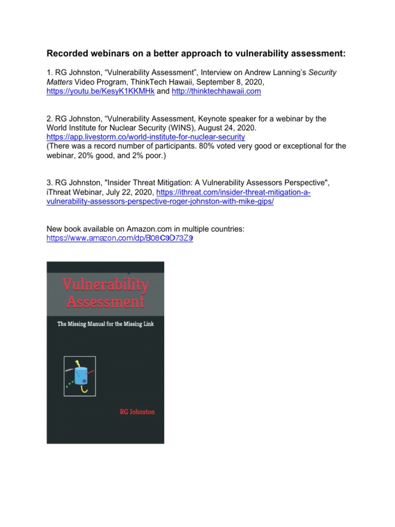 A New Approach To Vulnerability Assessment | PDF