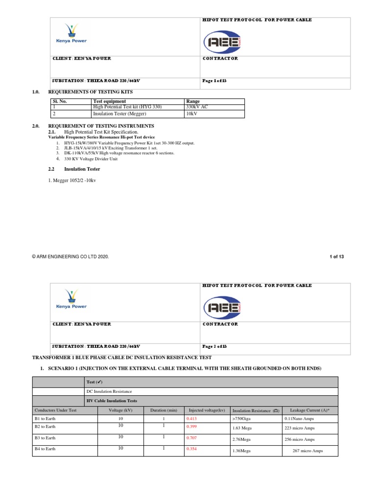 Hipot Test Protocol Rev 01 PDF | PDF | Insulator (Electricity ...