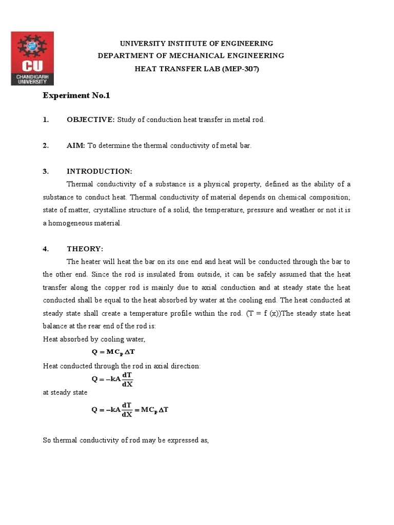 Experiment 1.thermal Conductivity of Metal Rod-3 | PDF | Thermal ...