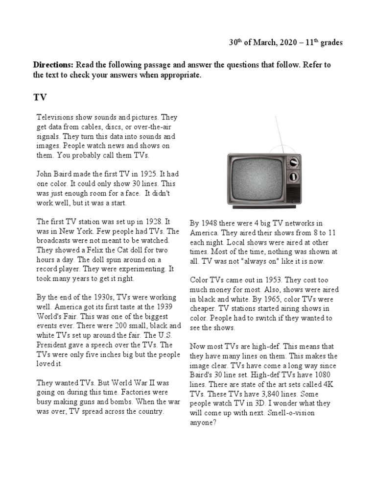 Directions: Read The Following Passage and Answer The Questions That ...