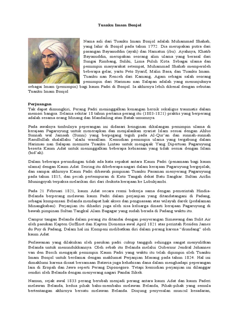 Biografi Imam Bonjol | PDF