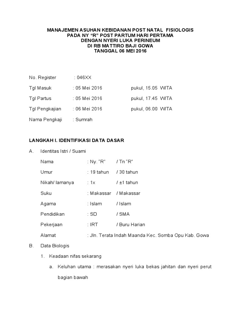 Askeb PNC H.1 Luka Perineum | PDF