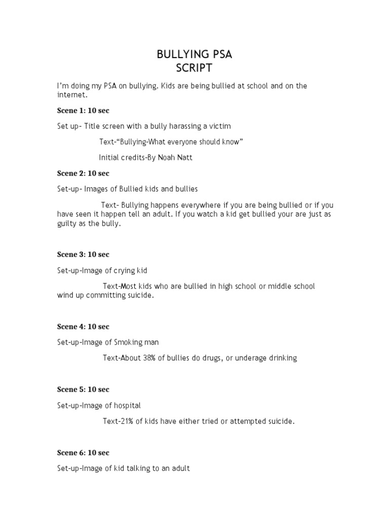 Bullying Psa Script | PDF