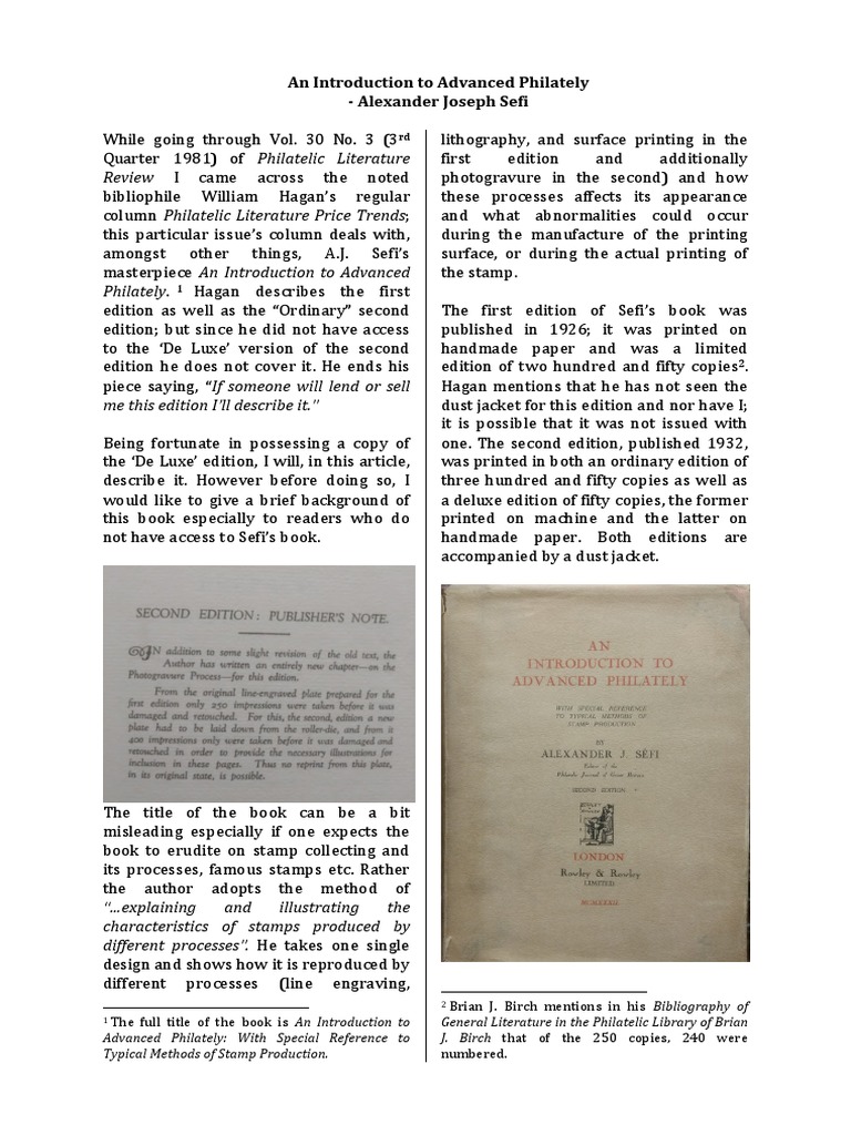 An Introduction To Advanced Philately by Sefi | PDF | Philately | Auction