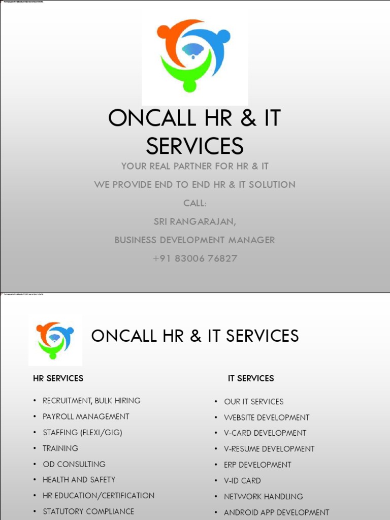 OnCall HR&IT Services IT27082020 | PDF | Human Resources | Certification