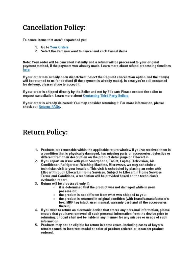 Cancellation Policy:: Your Orders | PDF | Computing | Business