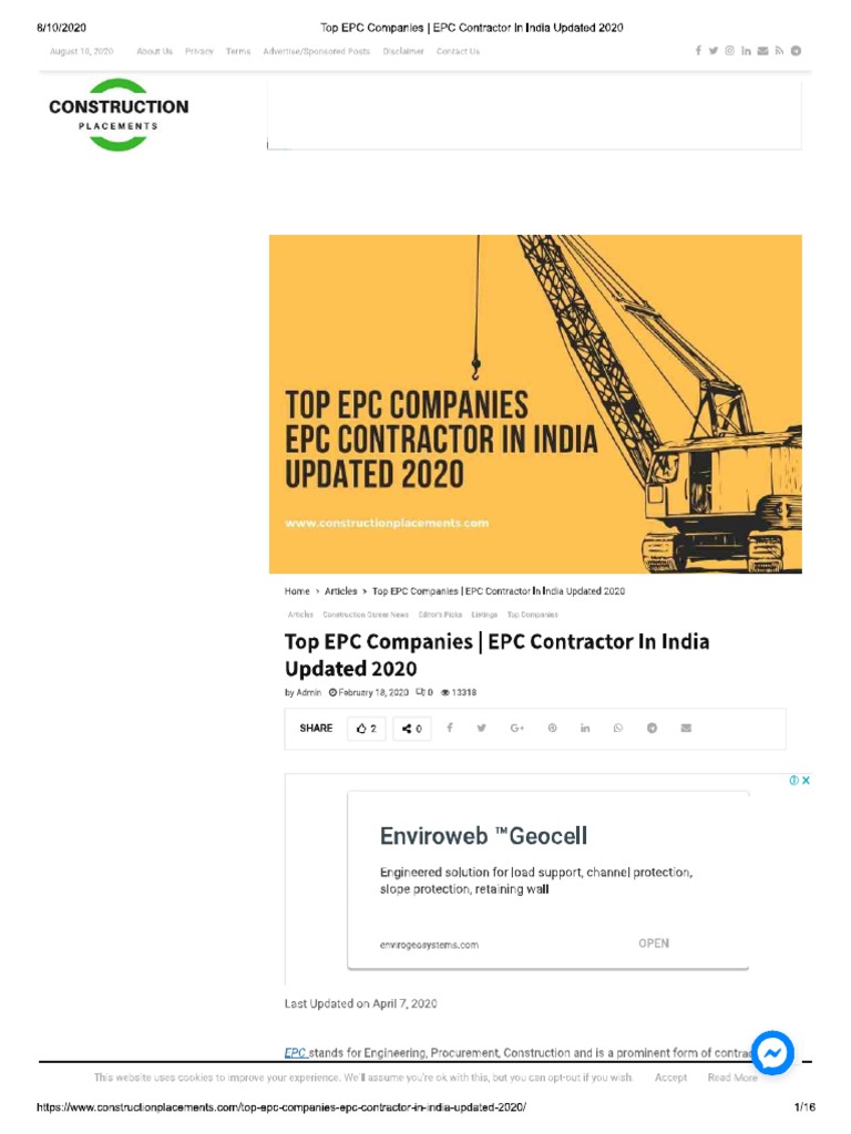 List of EPC Contractor in India Updated 2020 | PDF