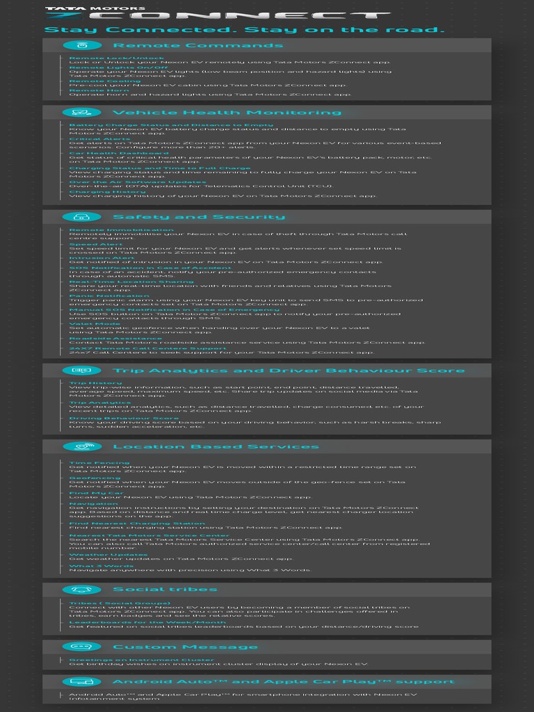 Tata Motors ZConnect App Features | PDF | Transport | Motor Vehicle