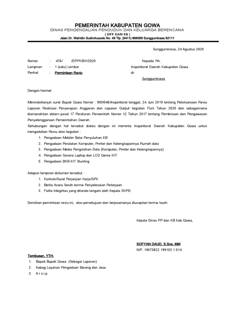Permohonan Reviu Inspektorat Gowa | PDF