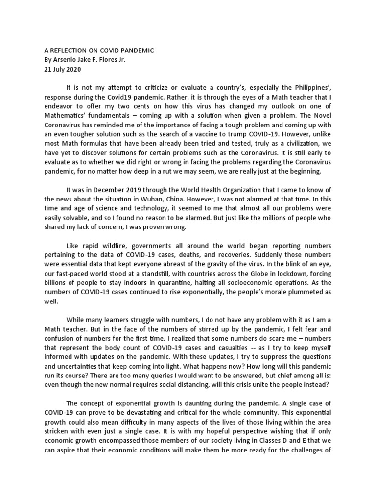 Reflections on Teaching During COVID-19 | PDF | Teaching Mathematics ...