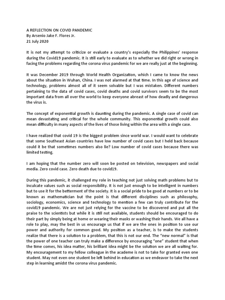 Reflection on Teaching During COVID-19 | PDF | Pandemic | Science
