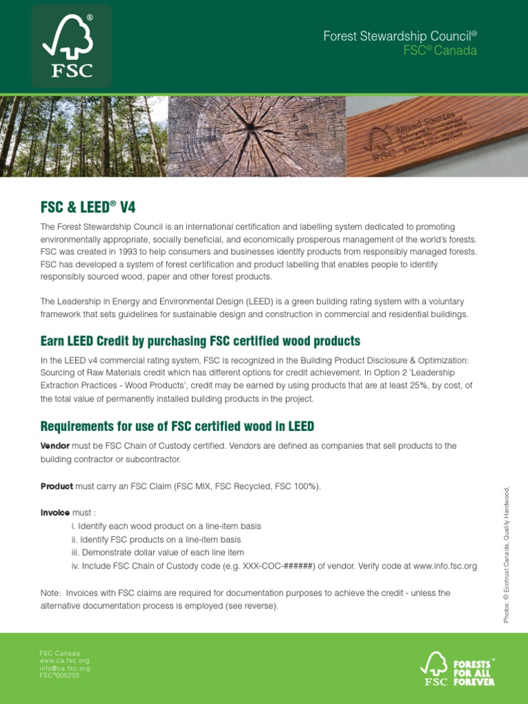 Factsheet - FSC CA - FSC & LEED v4 - English - March2017 | PDF | Forest Stewardship Council ...