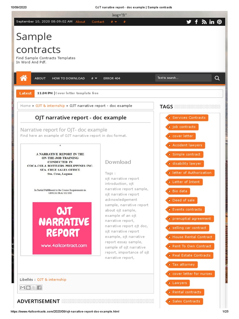Narrative Report For OJT - Doc Example | Download Free PDF | Business