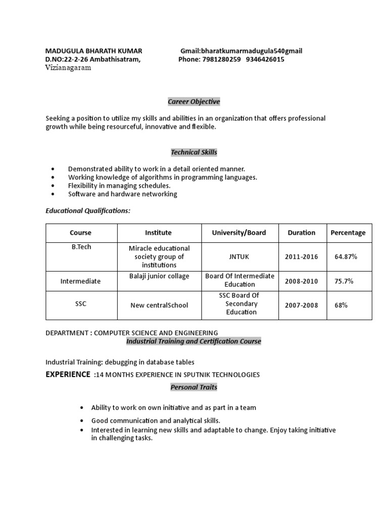 Vinay Resume 2 | PDF | Cognition | Computing