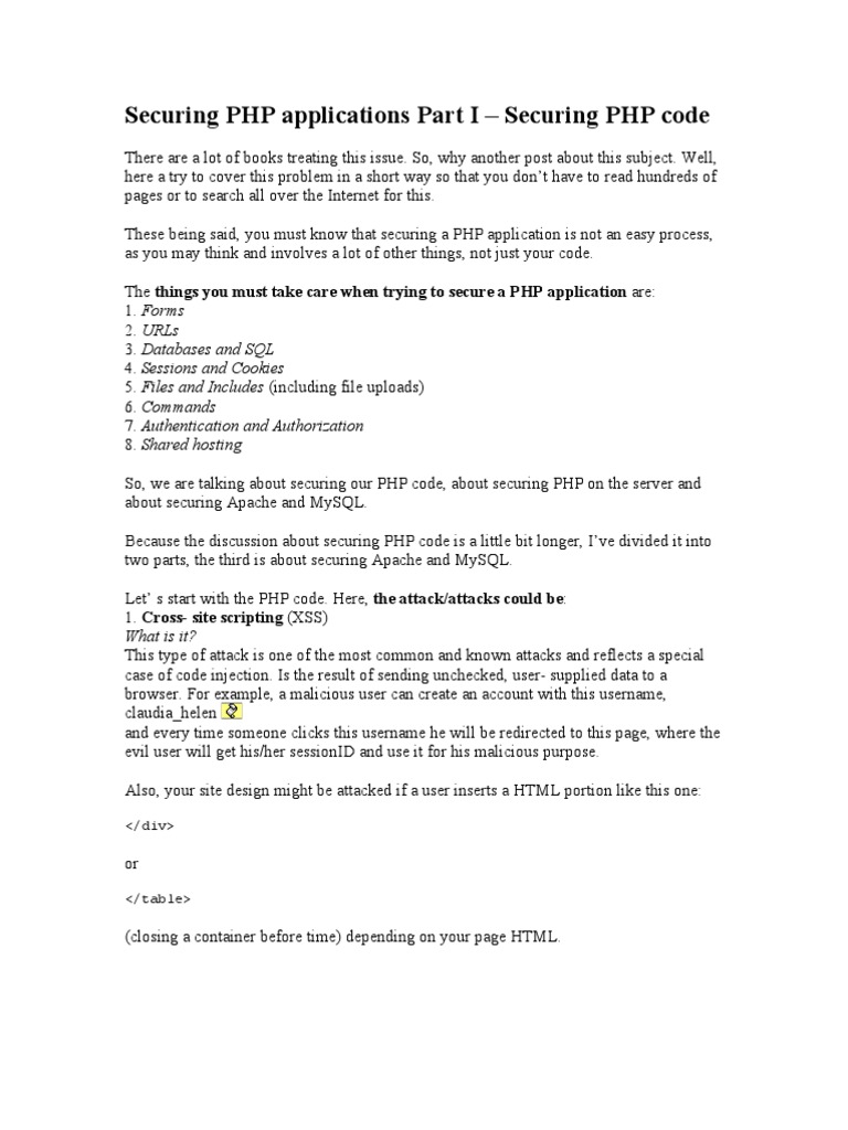 Securing PHP Applications Part I | PDF | Php | Web Development