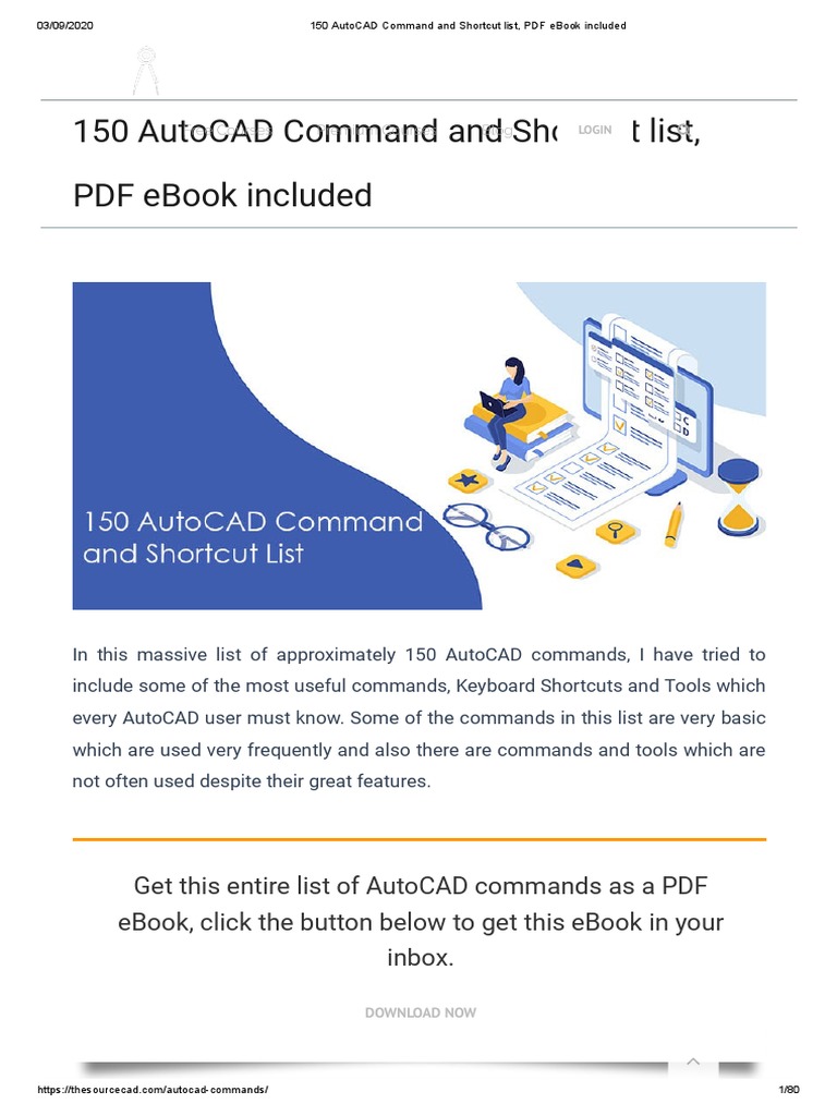 150 AutoCAD Command and Shortcut List, PDF Ebook Included PDF | PDF ...