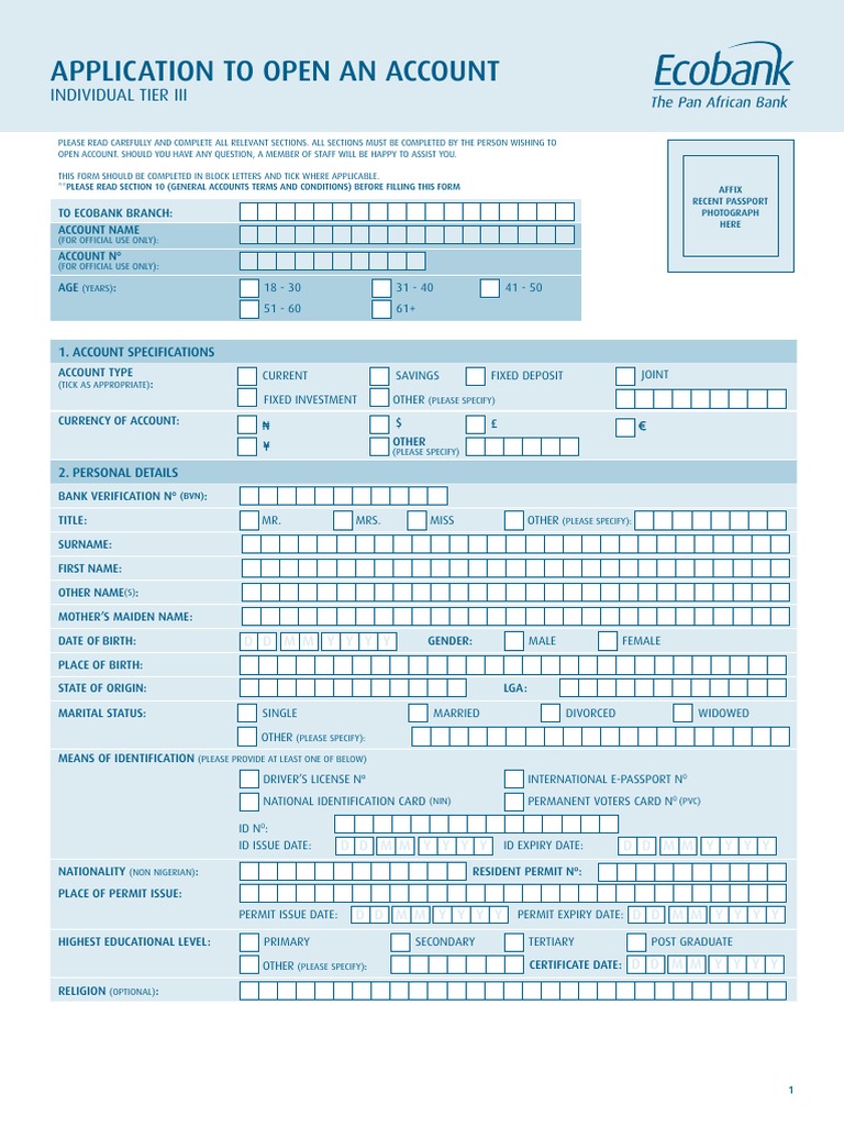 Application To Open An Account: Individual Tier Iii | PDF | Overdraft | Debit Card