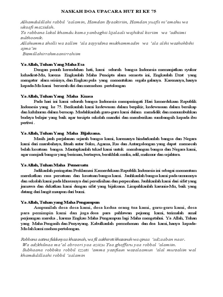 Naskah-Doa-Upacara-Hut-RI Ke 75 | PDF