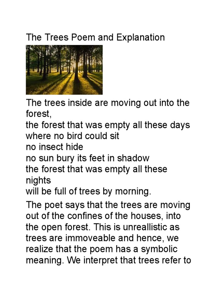 The Trees Poem and Explanation | Download Free PDF | Poetry | Trees