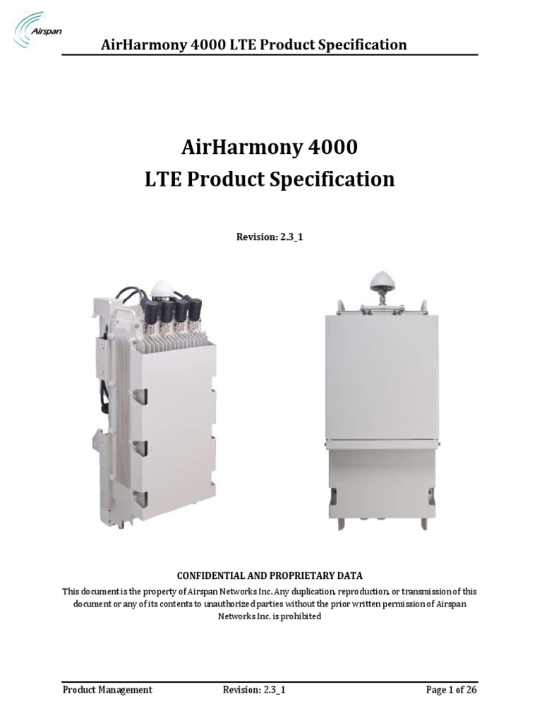AirHarmony 4000 Gen LTE Product Specification v2.3 - 1 | PDF | Internet ...